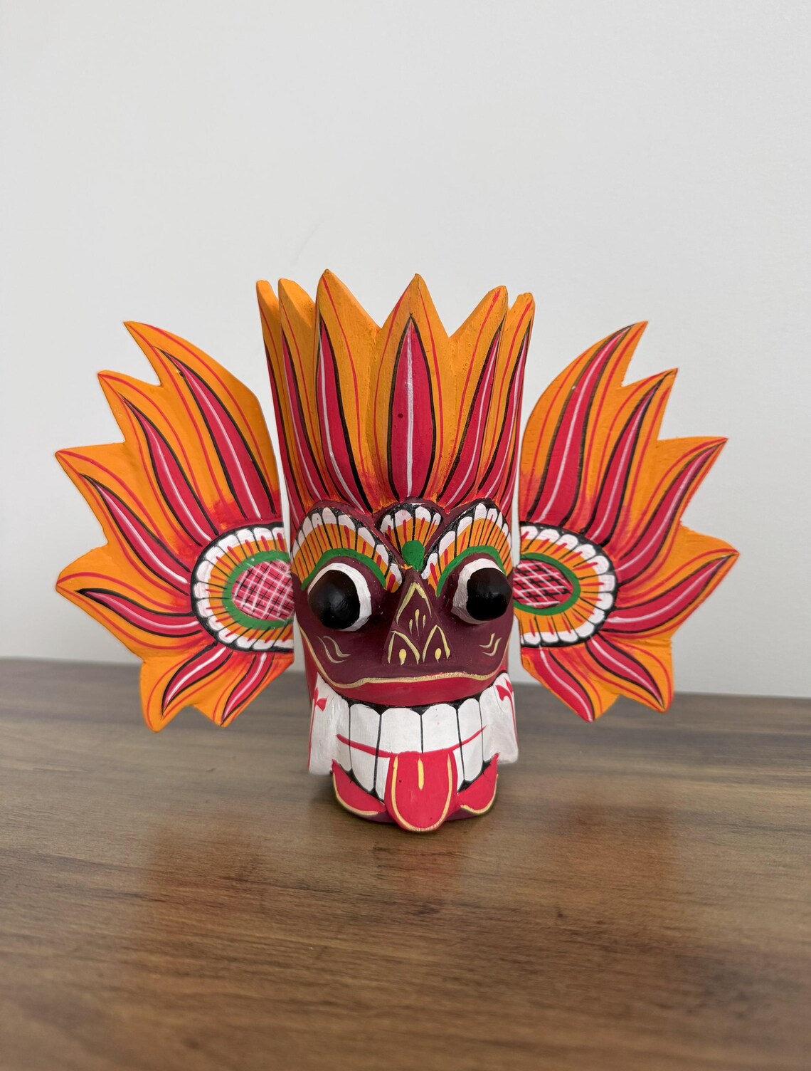 Sri Lankan Gini Raksha Fire Mask: Hand-carved Wood Wall Decor - Etsy UK