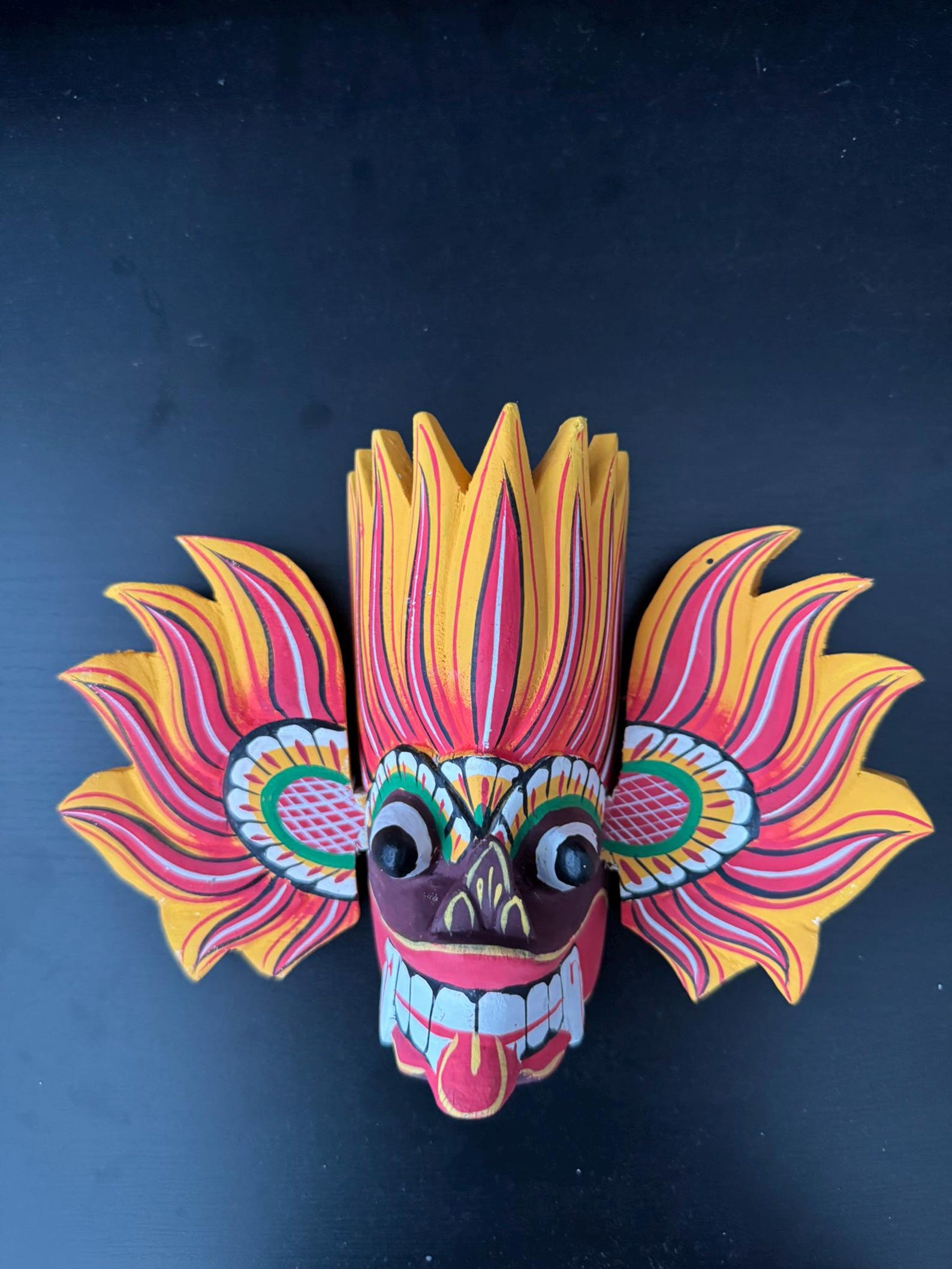 Sri Lankan Gini Raksha Fire Mask: Hand-carved Wood Wall Decor - Etsy UK