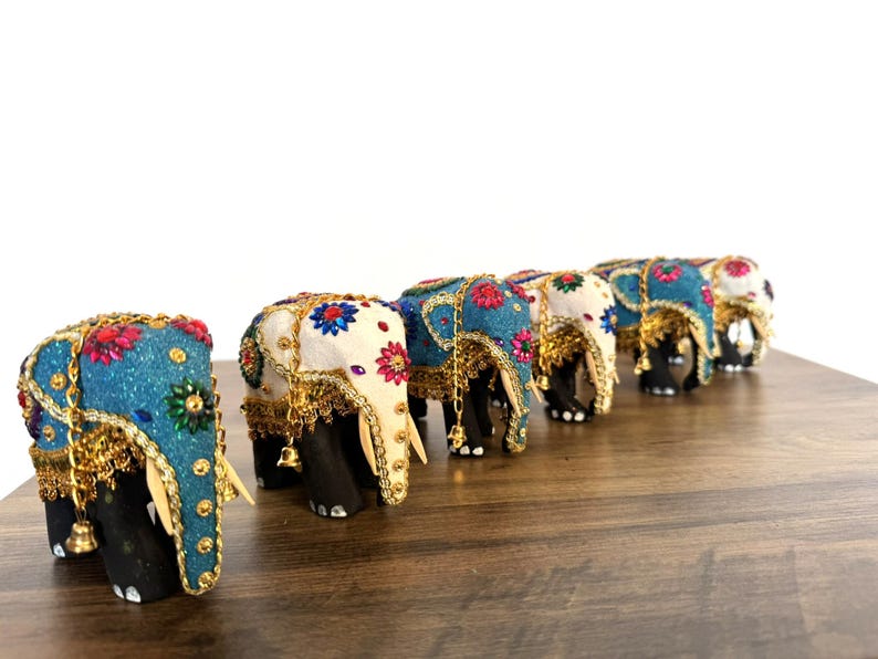 Hand Carved Wooden Decorated Elephant | Elephant Statue | Elephant ...