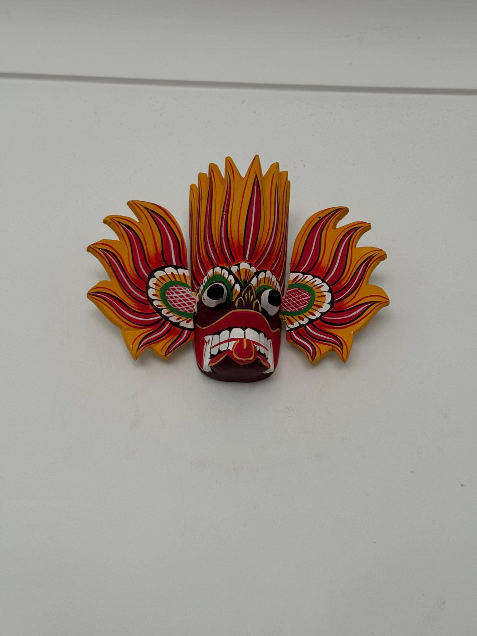 Sri Lankan Gini Raksha Fire Mask: Hand-carved Wood Wall Decor - Etsy UK