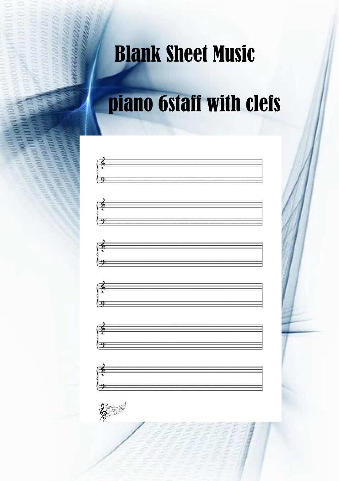 Blank Sheet Music Printable for Letter/a4. Blank Staff Paper. Piano ...