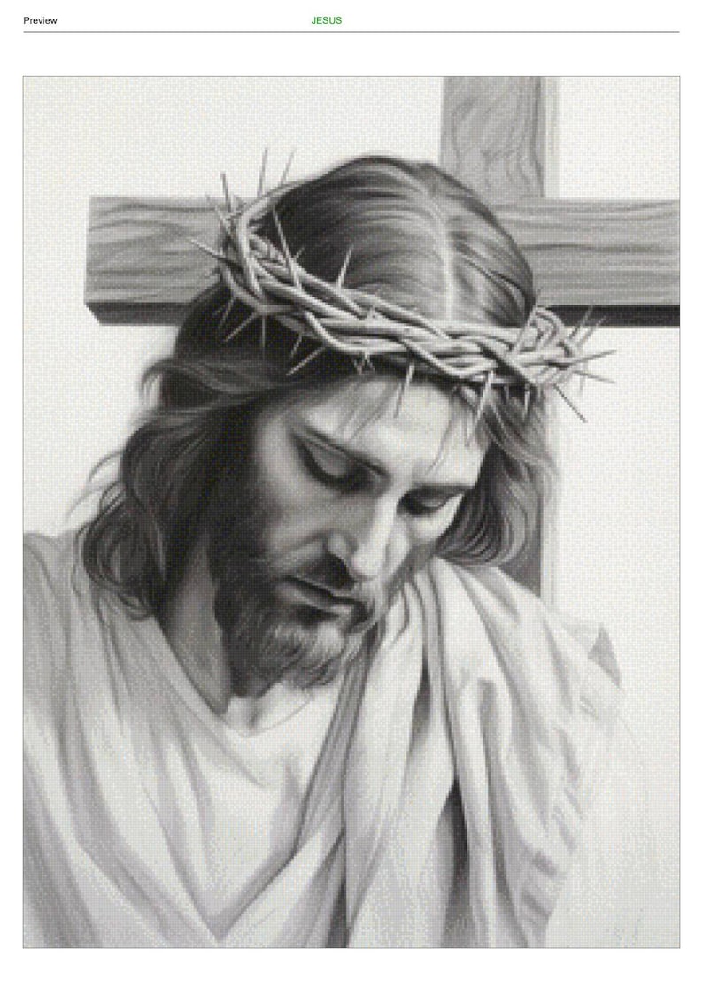 Jesus Christ. Cross Stitch Pattern. Embroidery Design (PDF, DMC Colors ...