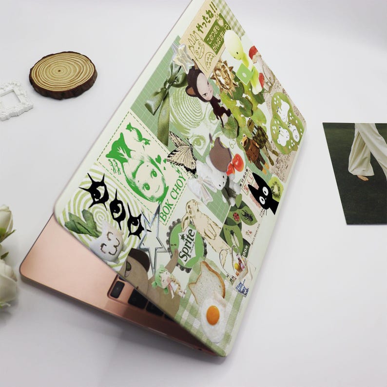 Green Cartoon Collage MacBook Case Hard Protective Laptop Case MacBook ...
