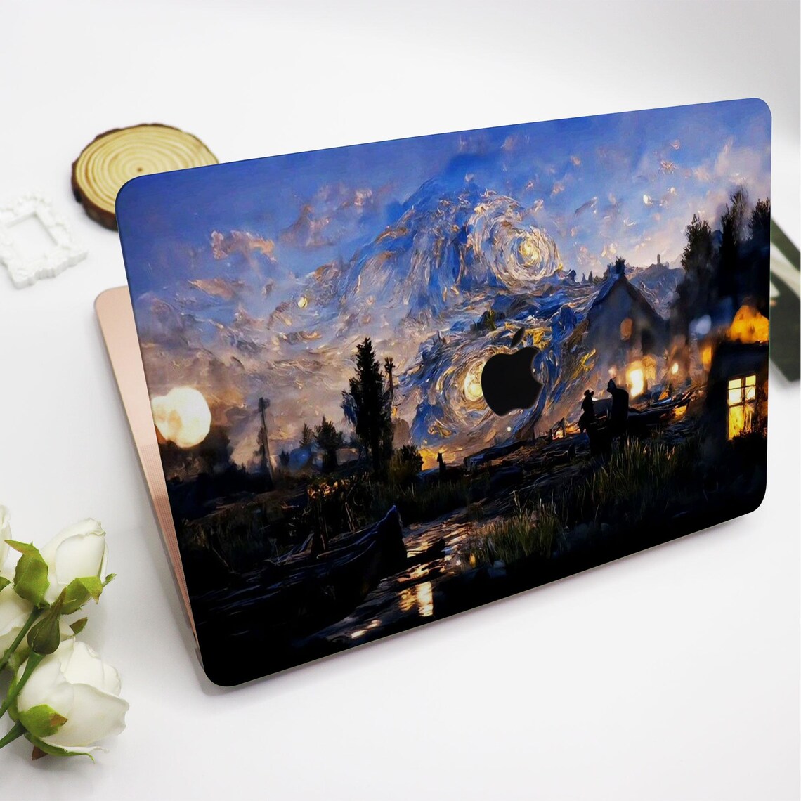 Night Scene Oil Painting MacBook Case Hard Protective Laptop Case ...