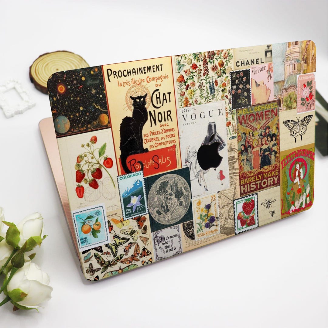 Retro Poster Collage MacBook Case Hard Protective Laptop Case MacBook ...