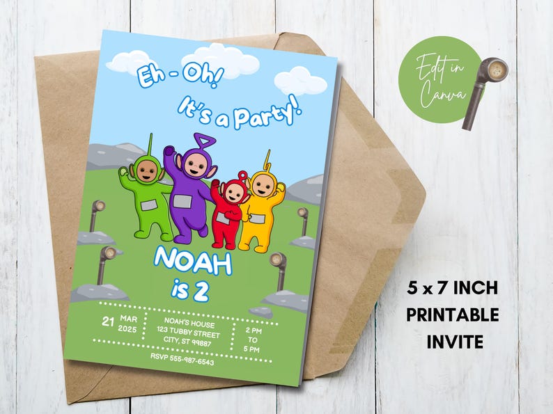 Teletubbies Birthday Invite Teletubby Party Invitation Dipsy Po Lala ...