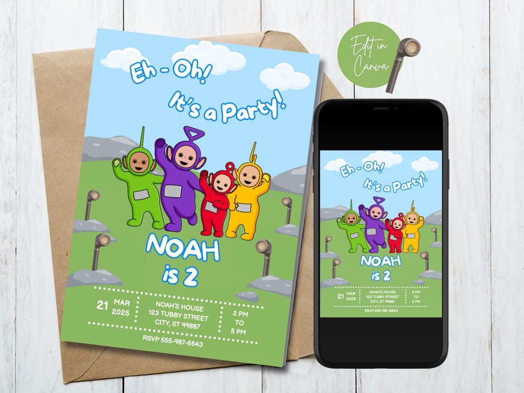 Teletubbies Birthday Invite Teletubby Party Invitation Dipsy Po Lala ...