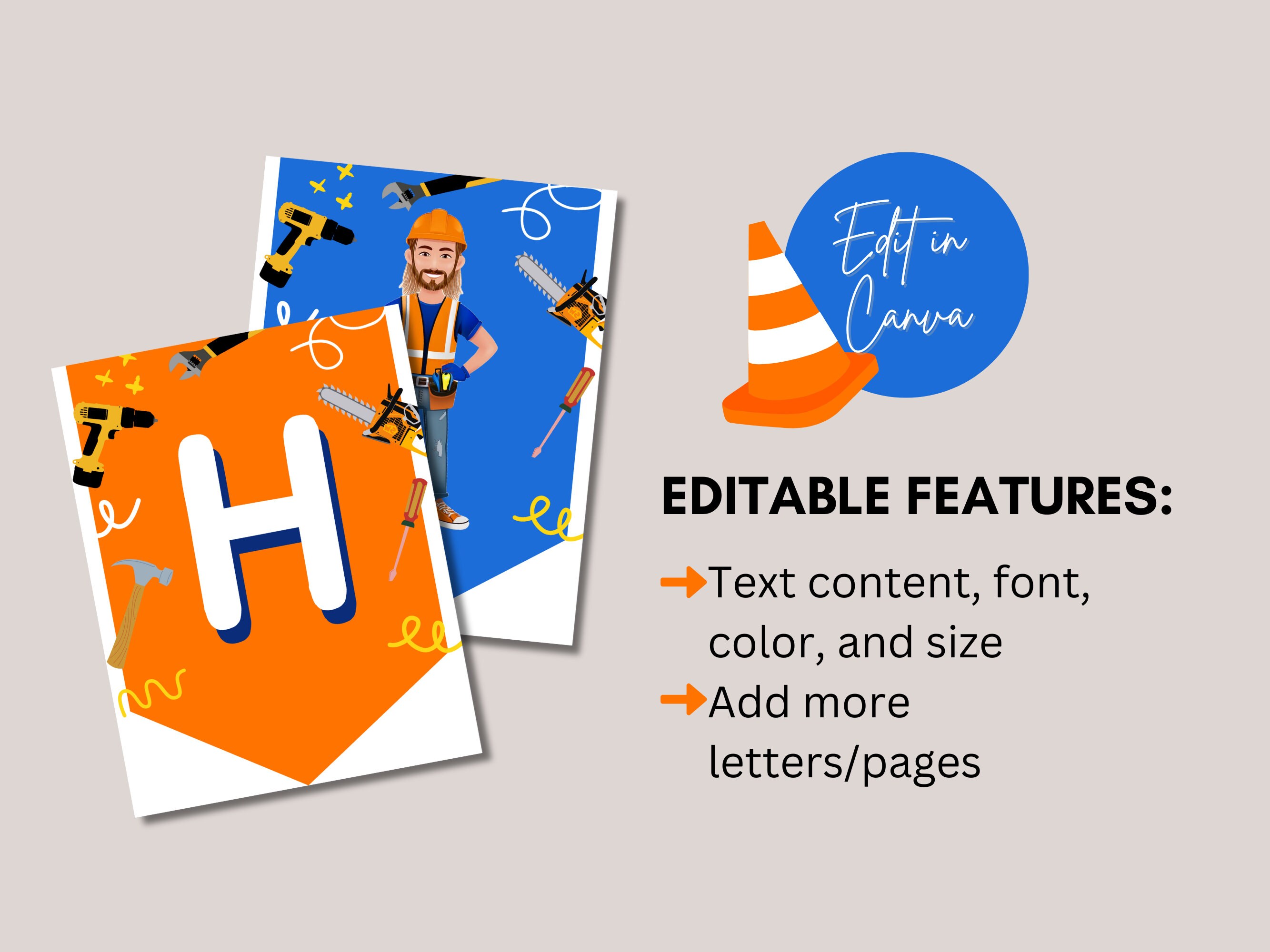 Editable Birthday Banner Handyman Hal Party Builder Tools Birthday ...