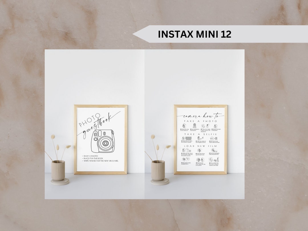 Install Mini 12 Instructions Sign, Photo Guestbook Sign, Polaroid 8x10 5x7 A4, Polaroid ...