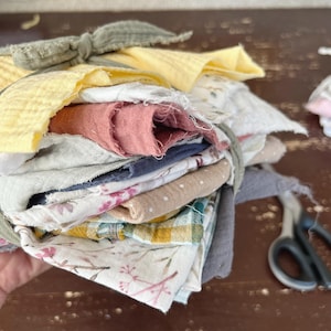 Multicolored Fabric Scrap Bundle, Floral Muslin Fabric Scrap Bundle ...