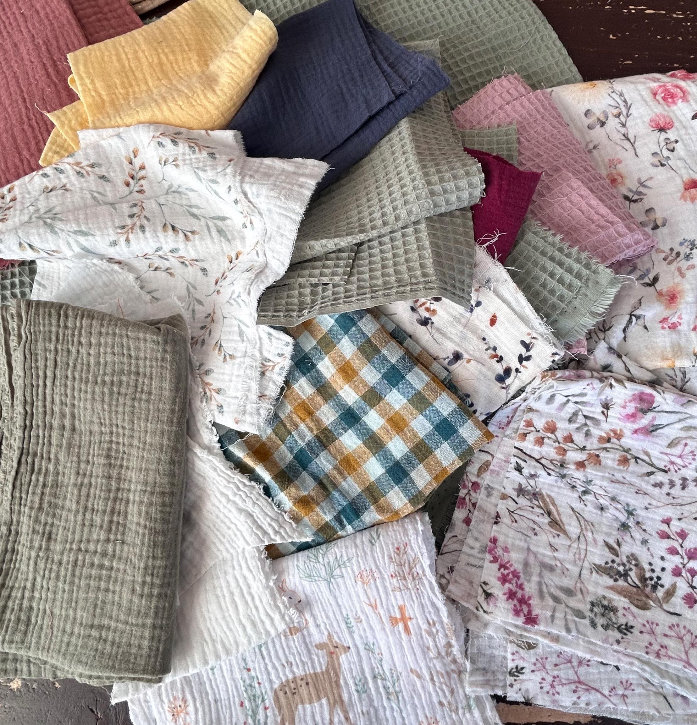 Multicolored Fabric Scrap Bundle, Floral Muslin Fabric Scrap Bundle ...