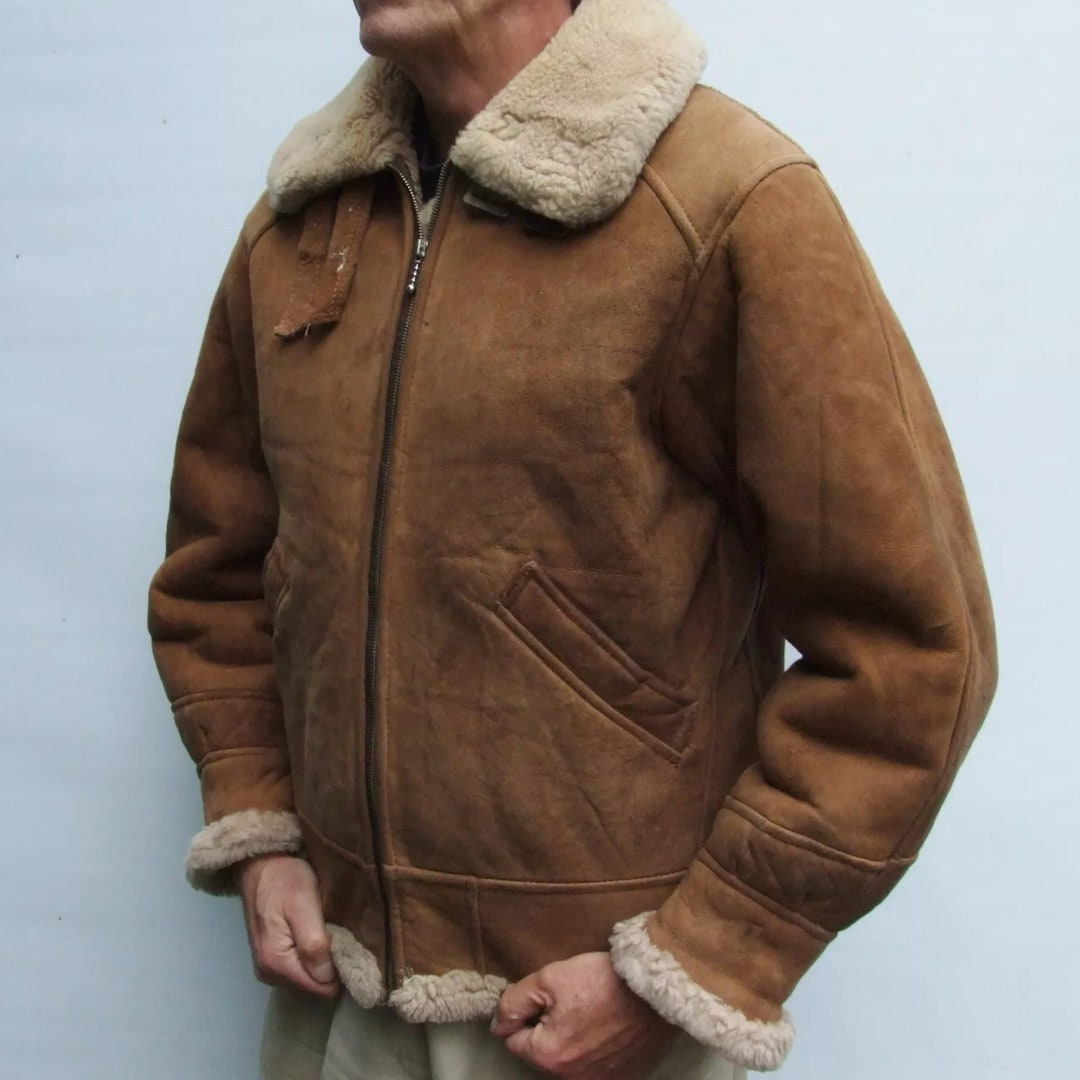 Vintage B3 Aviator Real Suede Leather Sheepskin Shearling Flying ...