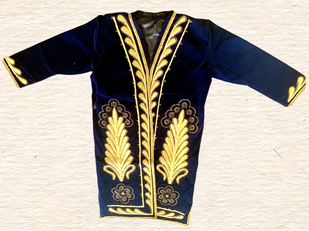 Zardozi Chapan, Tajik Chapan, Uzbek Chapan, Blue Velvet Rope, Bukhara ...