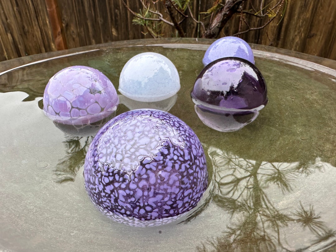 Light & Dark Purple Floats, Set of 5 Hand Blown Glass Balls, 2.75 ...