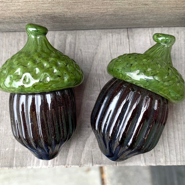 Glass Acorns - Etsy