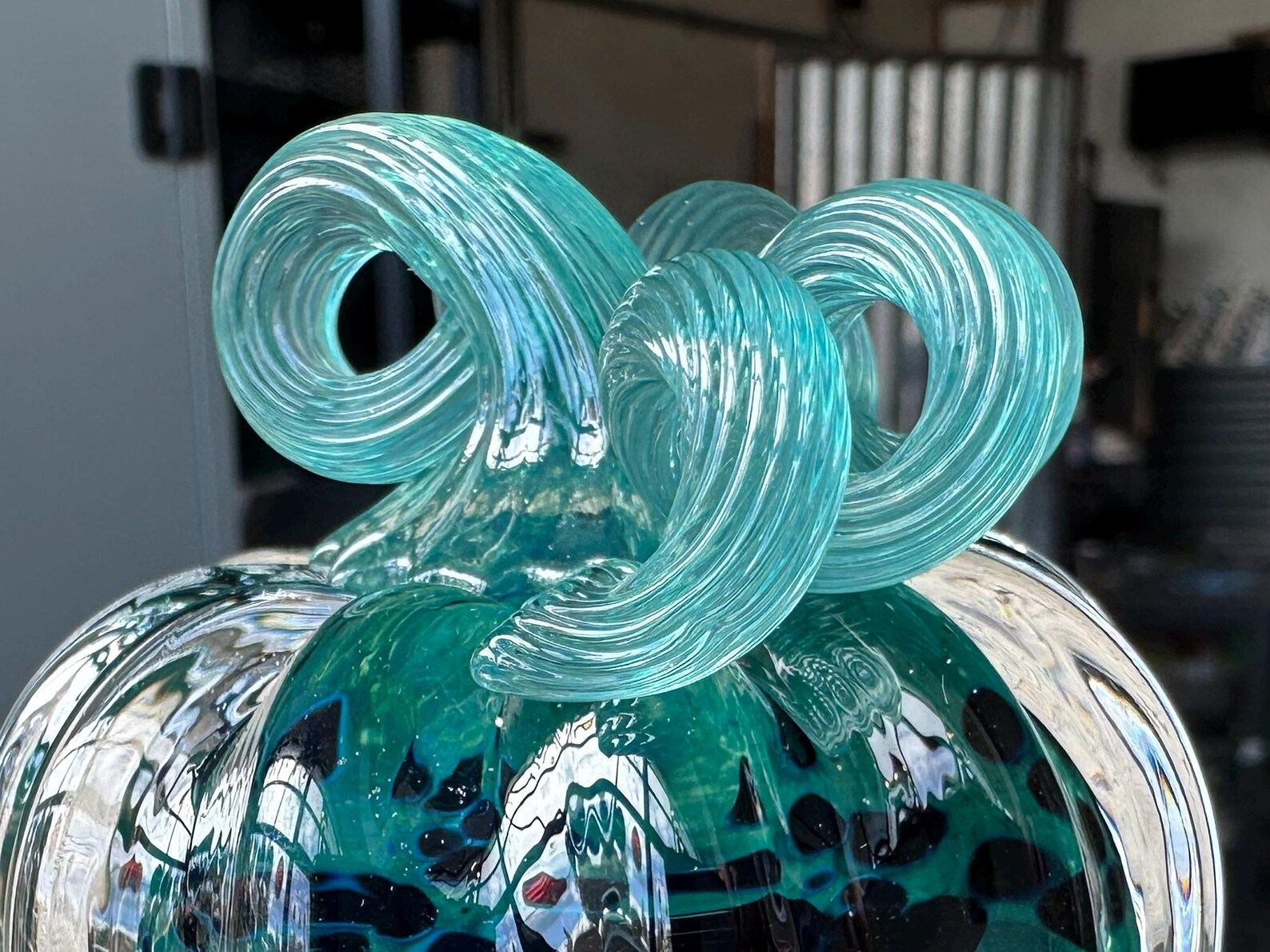 Transparent Turquoise Blue Spot Glass Pumpkin, Solid 3 Paperweight ...