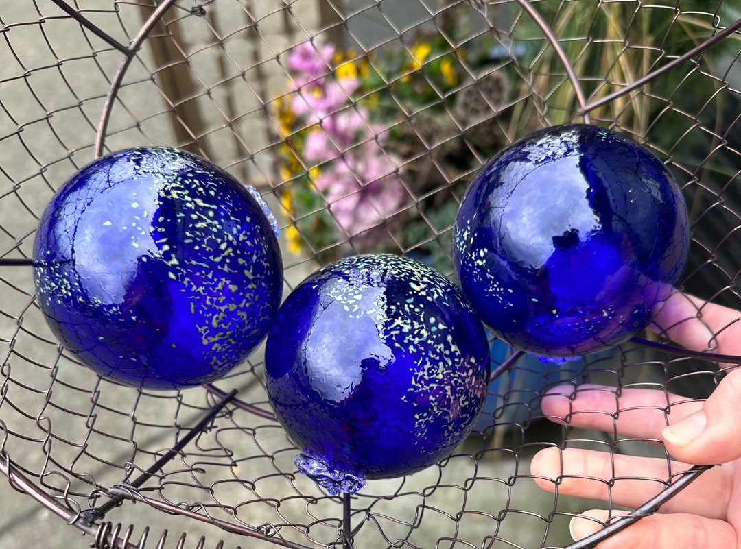 Cobalt Blue Glass Floats Set of 3 milky Way - Etsy