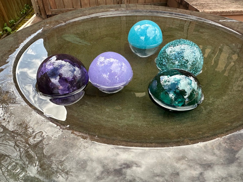 Turquoise & Purple Glass Floats: Set of 5 Hand Blown Decor Balls, 2.75 ...