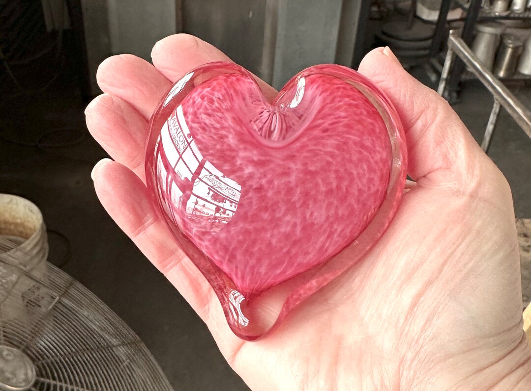 Pink Glass Heart, Solid Heart-shape Paperweight Art Sculpture ...