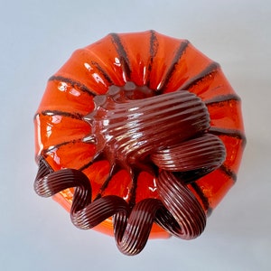 Orange & Red Glass Pumpkin, 4 Hand Blown Squash Sculpture Terra Cotta ...