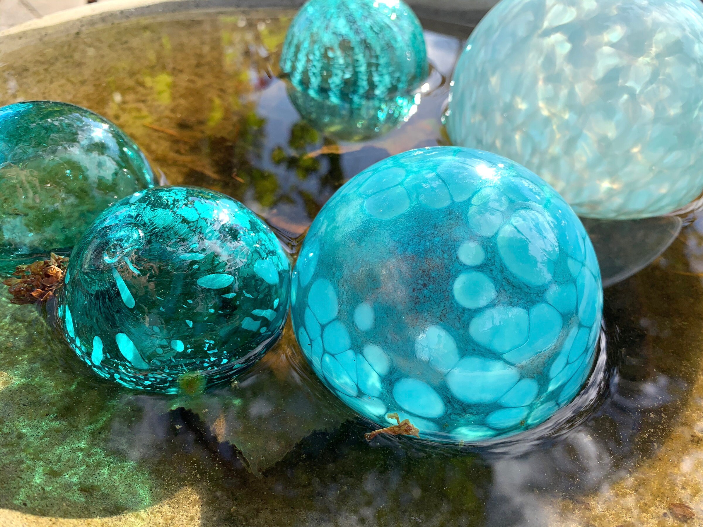 Turquoise & Aqua Blown Glass Floats Set of Five | Etsy