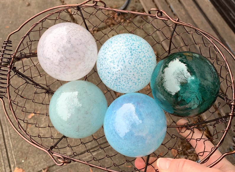 Airy Shades of Blue Blown Glass Floats Set of 5 Translucent - Etsy