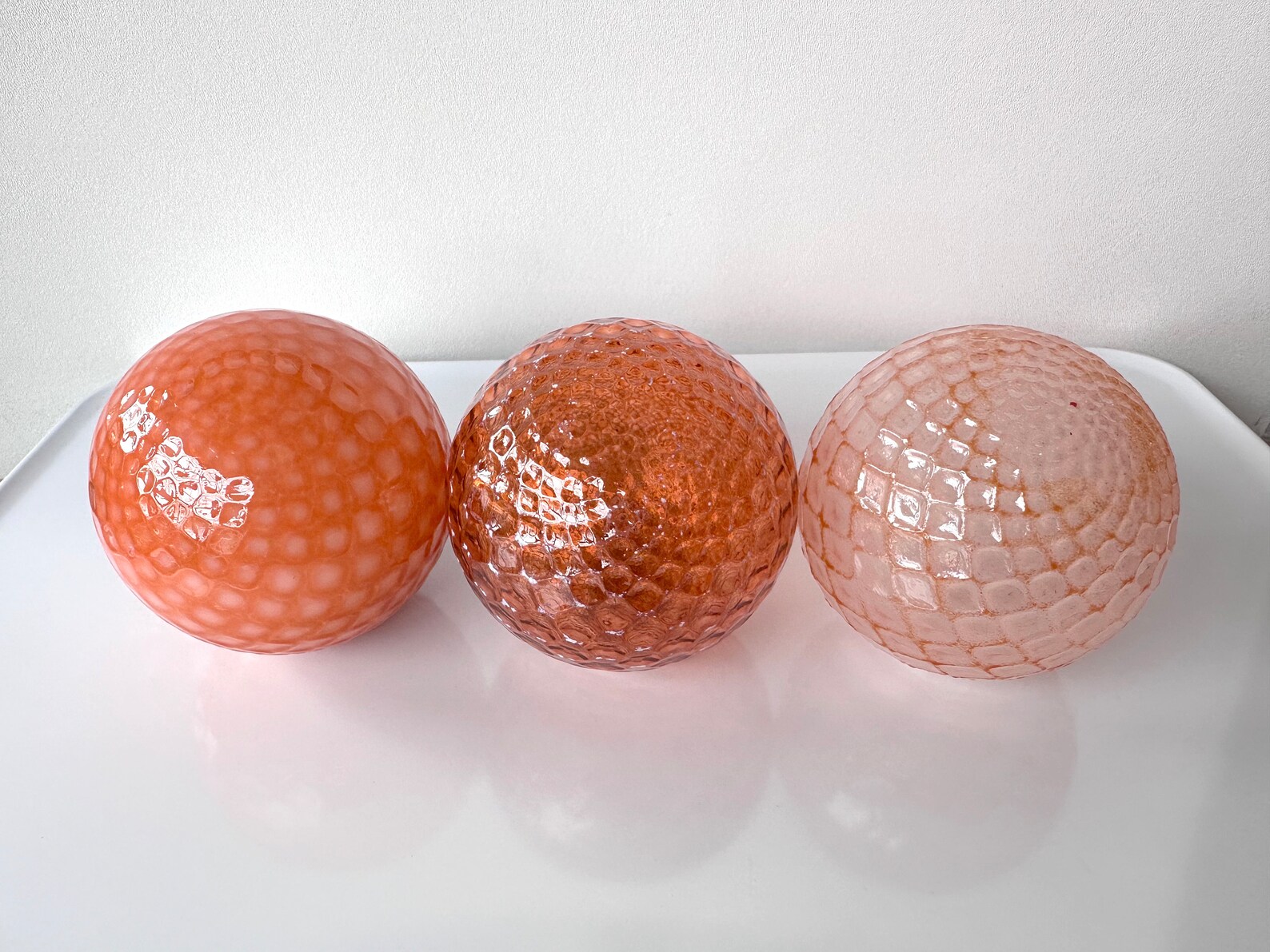 Peach Honeycomb Floats Set of 3 Blown Glass 4 Balls - Etsy