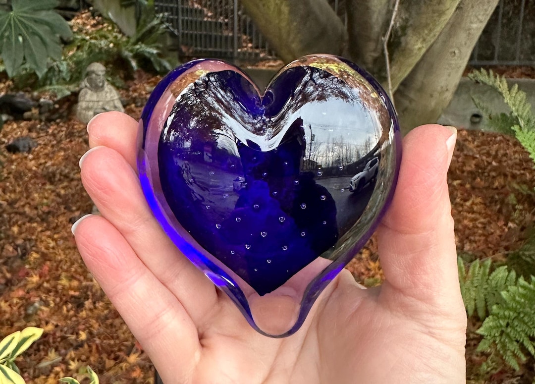 Cobalt Blue Bubble Heart: Valentine Decoration, 3" Sculpture - Avalon ...