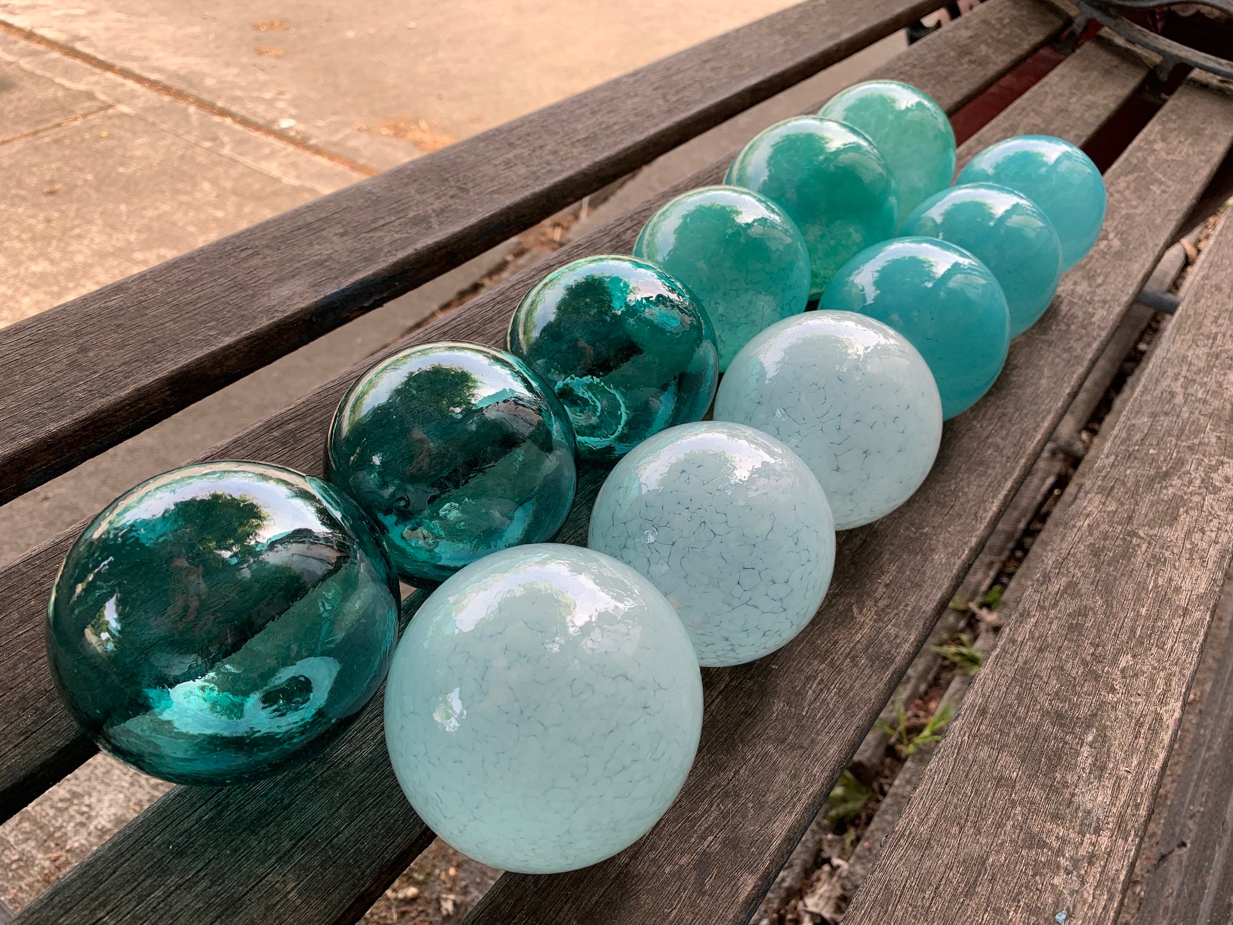 The Aquas Set of 12 Blown Glass Balls Small Decorative | Etsy