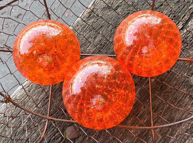 Transparent Orange Glass Floats Set of 3 Small Hand Blown - Etsy