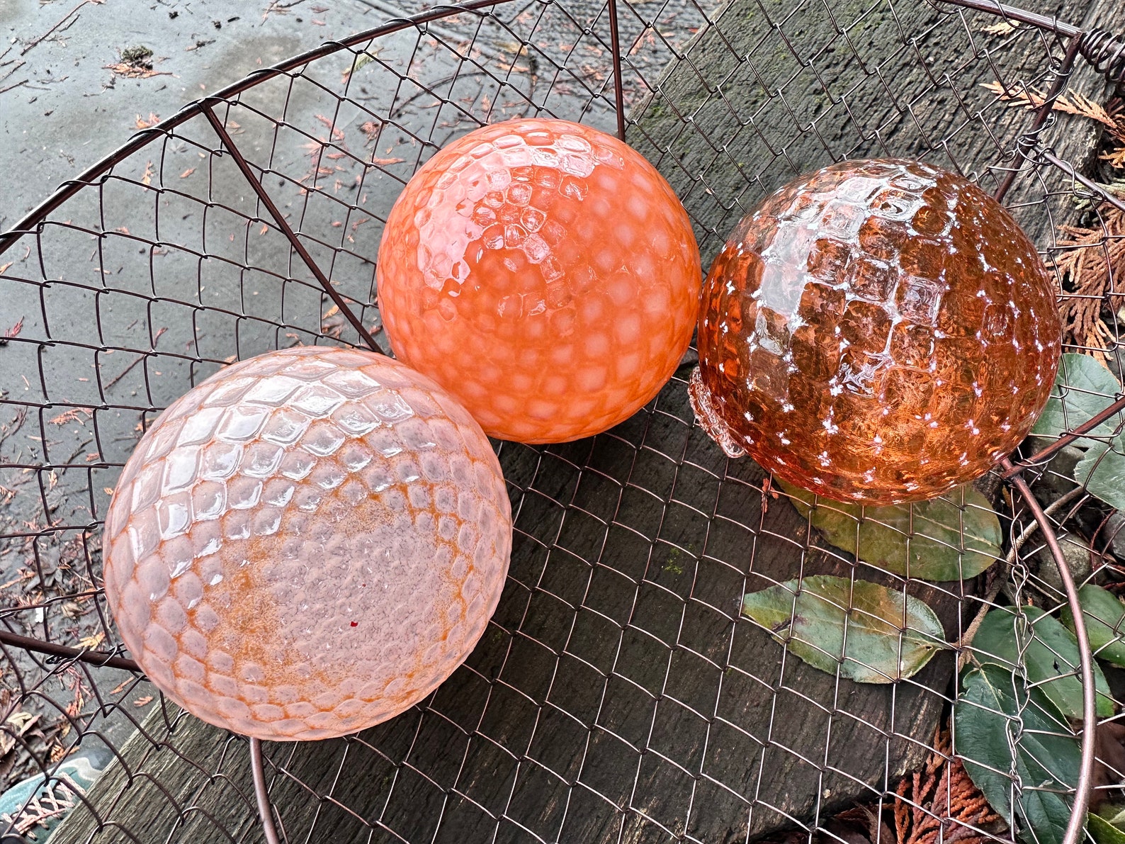 Peach Honeycomb Floats Set of 3 Blown Glass 4 Balls - Etsy