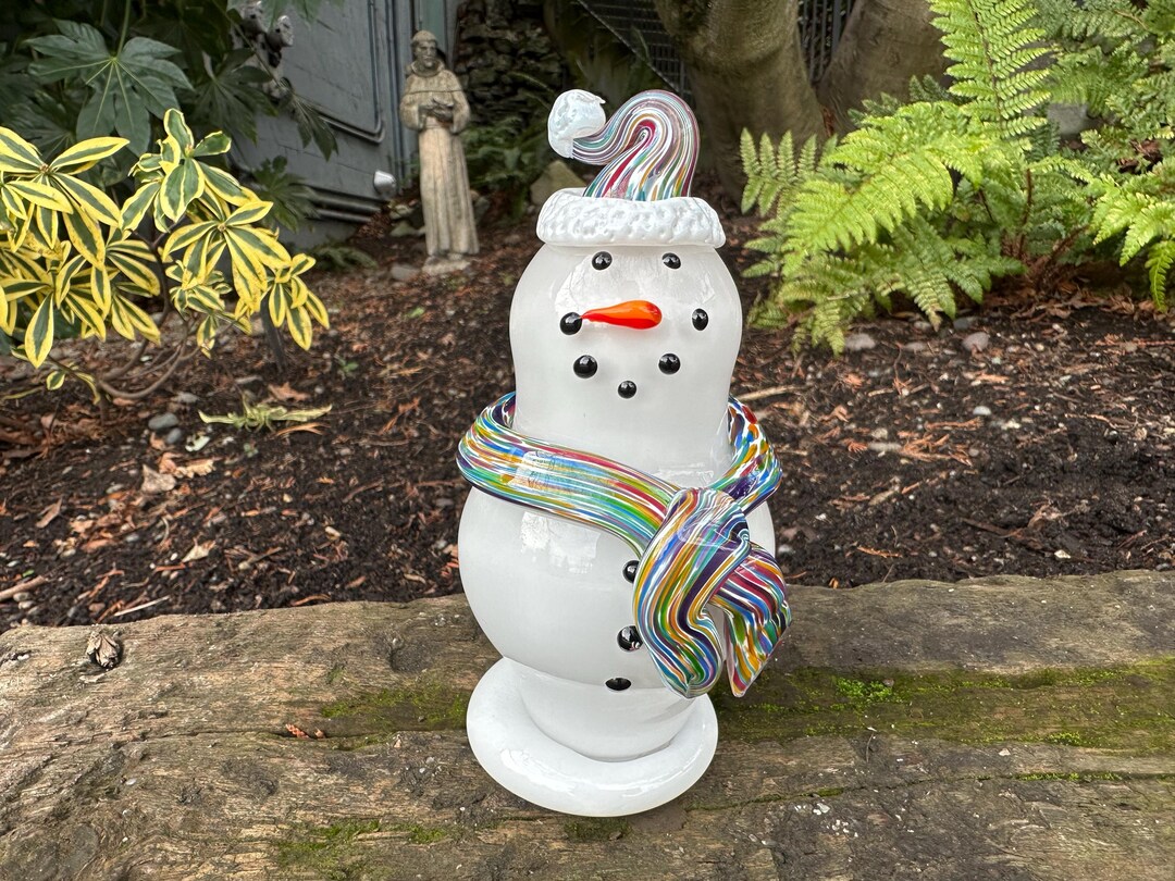 Solstice Glass Snowman: Rainbow Hat & Scarf Winter Decoration, 6 ...