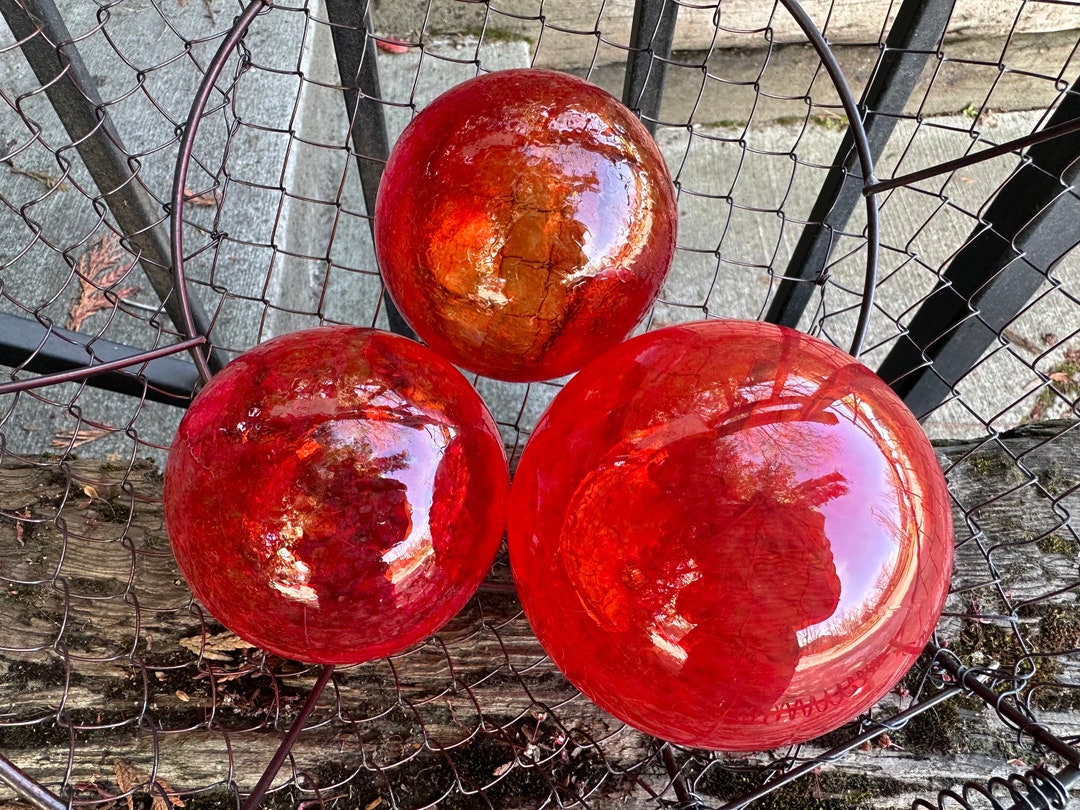 Red Blown Glass Floats: Set of 3 Decor Balls, 2.75"-4.25" Orbs - Avalon ...