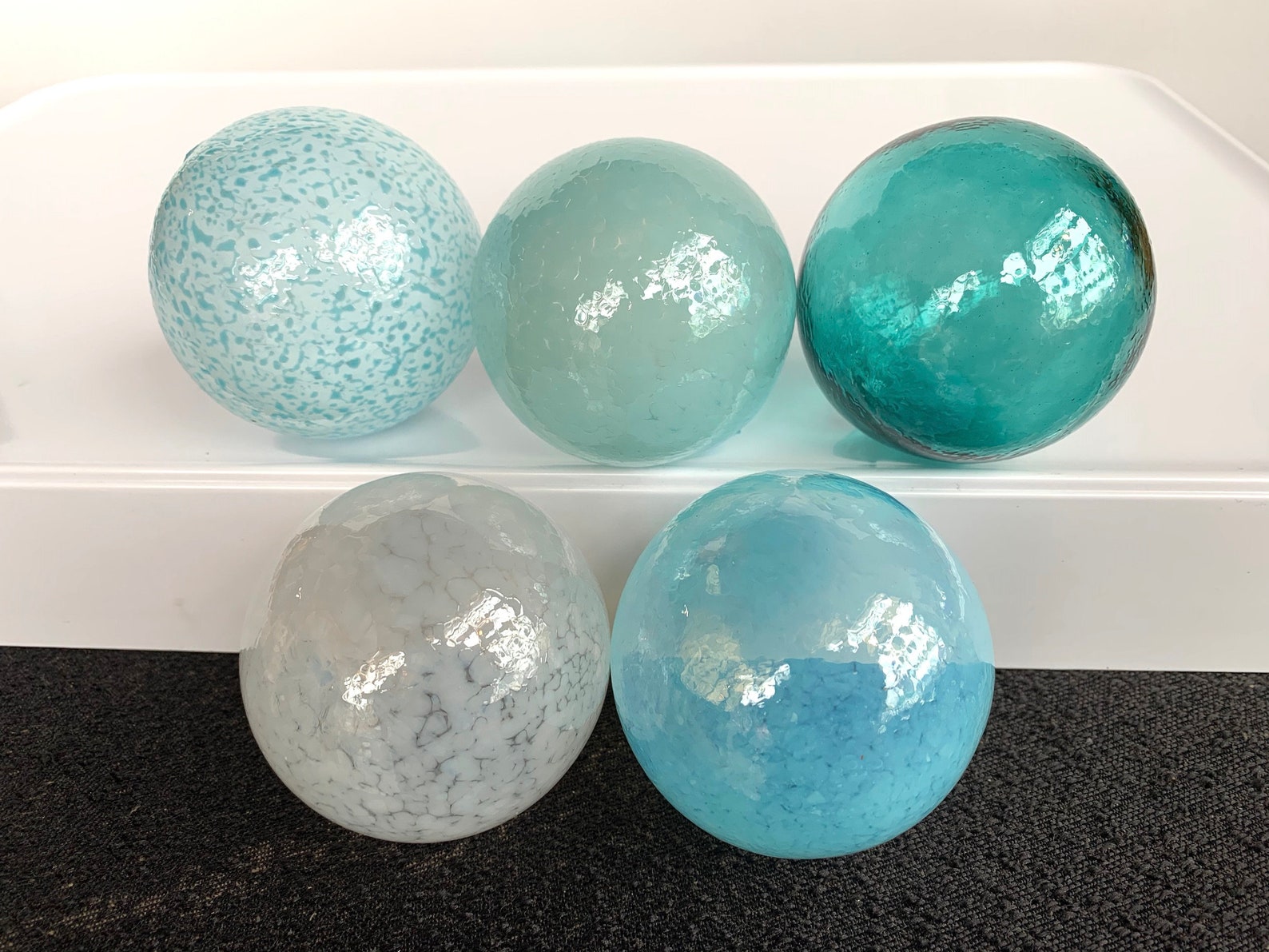 Airy Shades of Blue Blown Glass Floats Set of 5 Translucent | Etsy