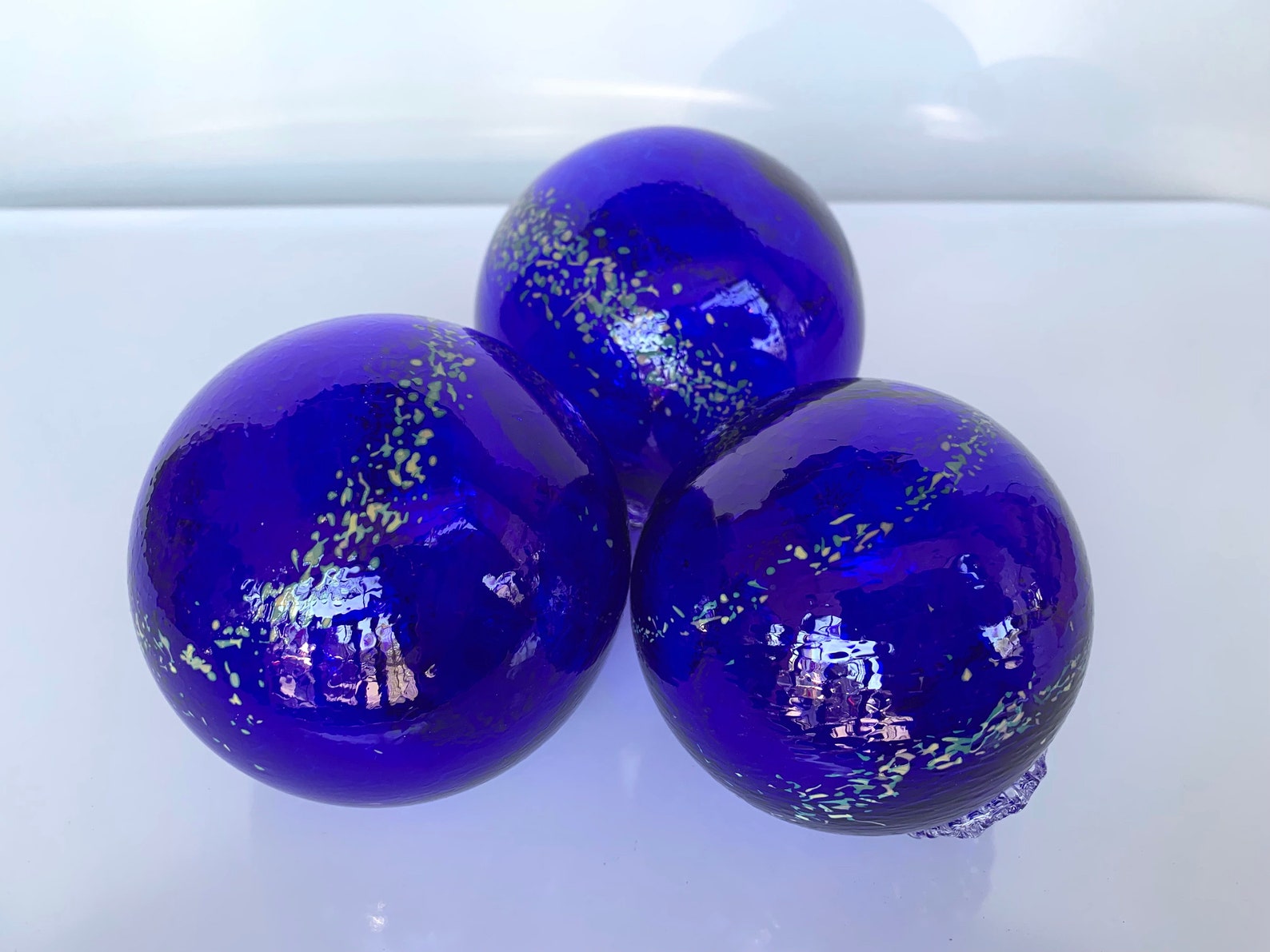 Cobalt Blue Glass Floats Set of 3 milky Way - Etsy
