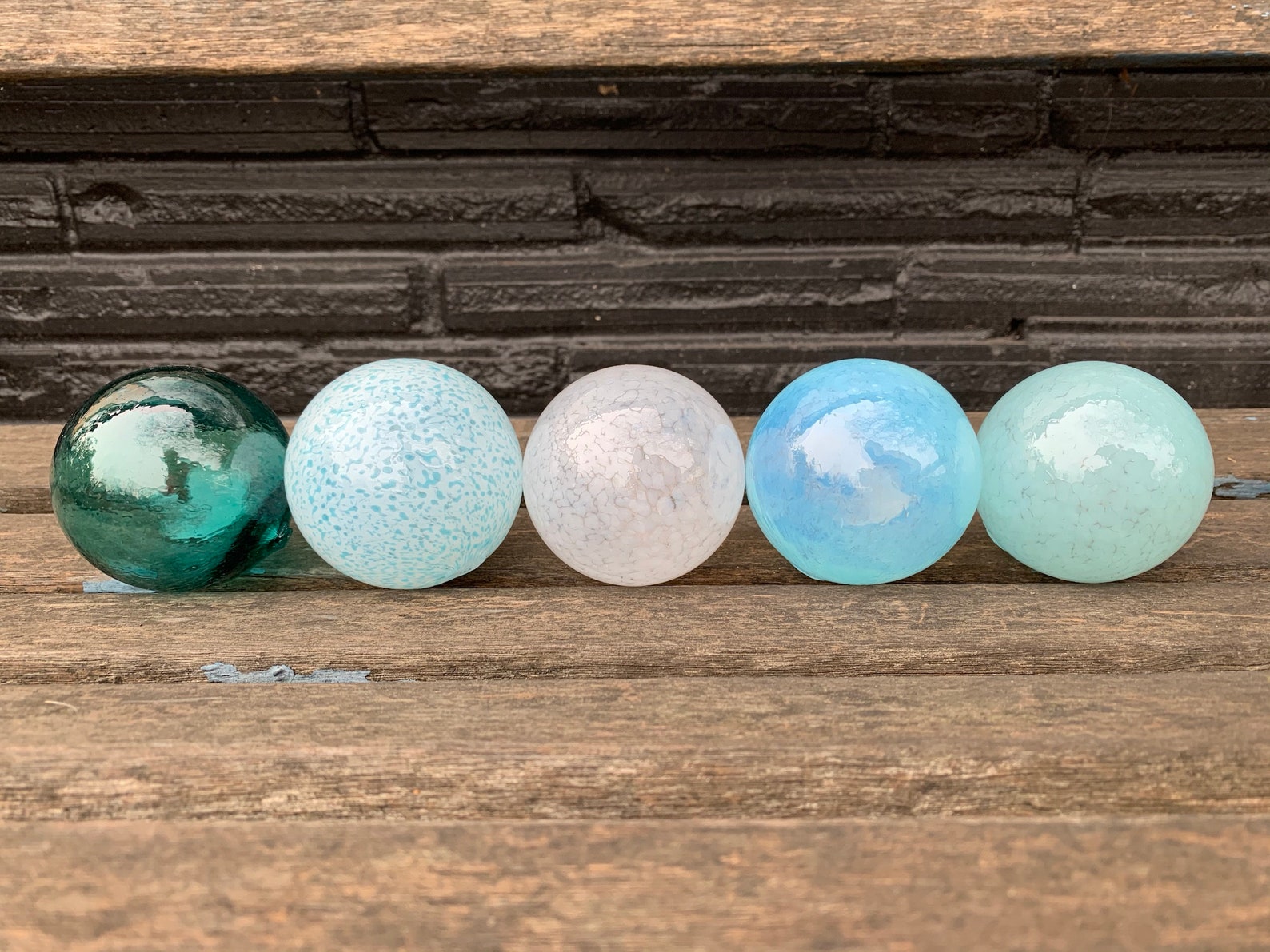 Airy Shades of Blue Blown Glass Floats Set of 5 Translucent | Etsy