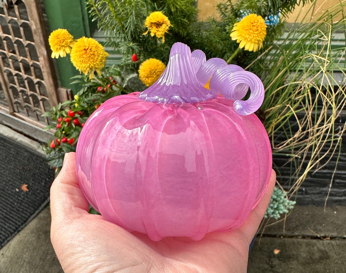 Pink Glass Pumpkin 4 Hand Blown Squash Lavender Purple - Etsy