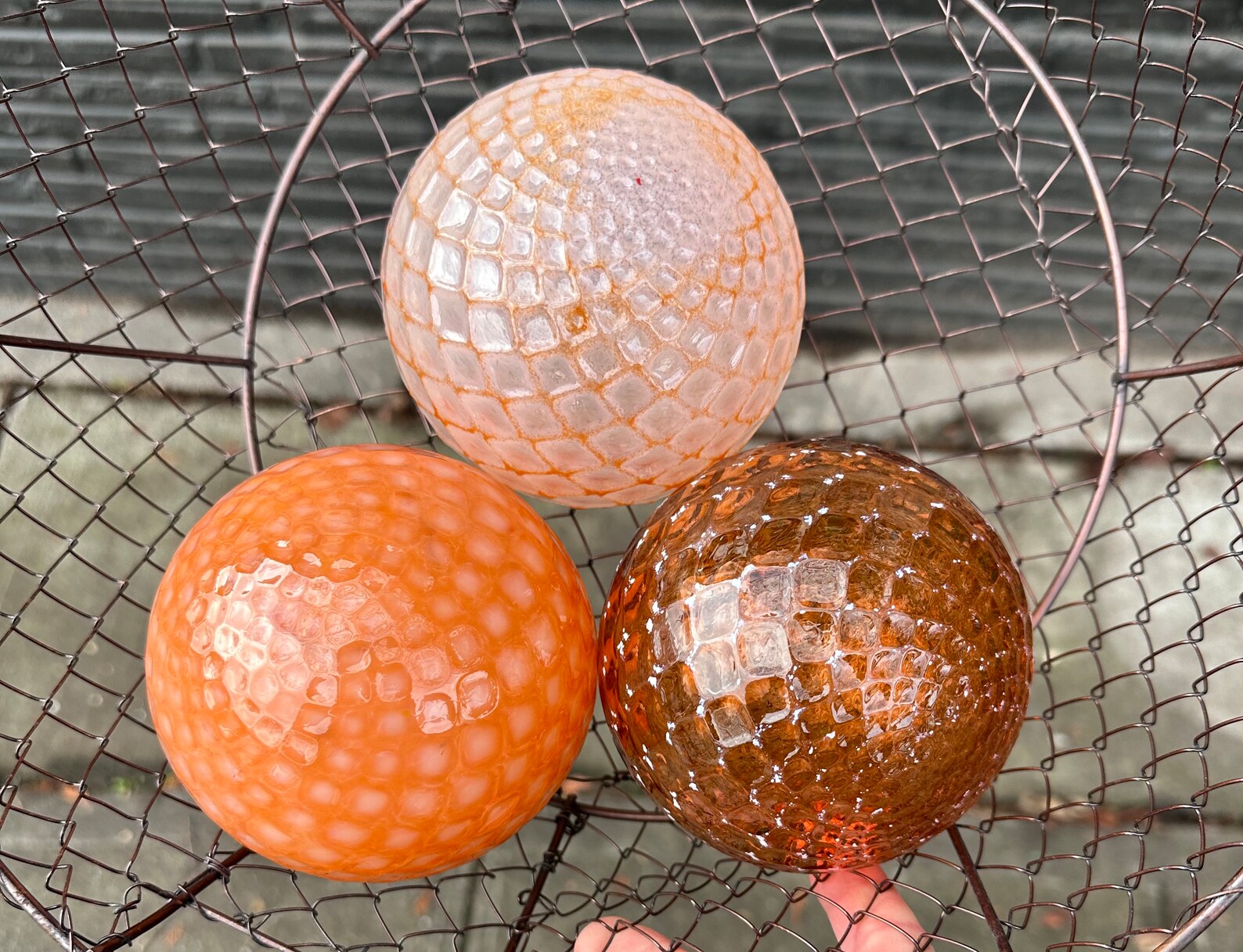 Peach Honeycomb Floats Set of 3 Blown Glass 4 Balls - Etsy