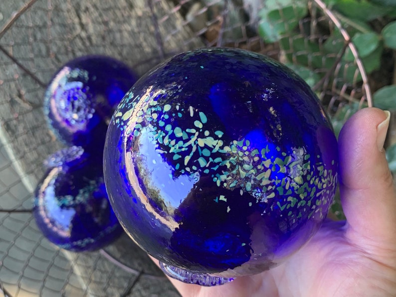 Cobalt Blue Glass Floats Set of 3 milky Way - Etsy