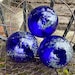 Cobalt Blue Glass Floats, Set of 3 milky Way Garden Balls, Coastal ...