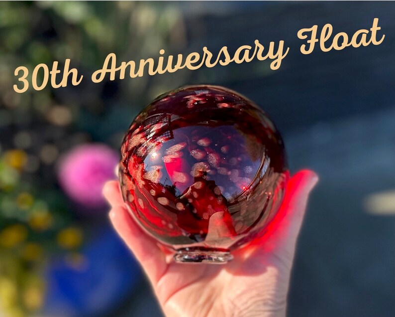 30th Anniversary Blown Glass Float Red & Gold 4 - Etsy