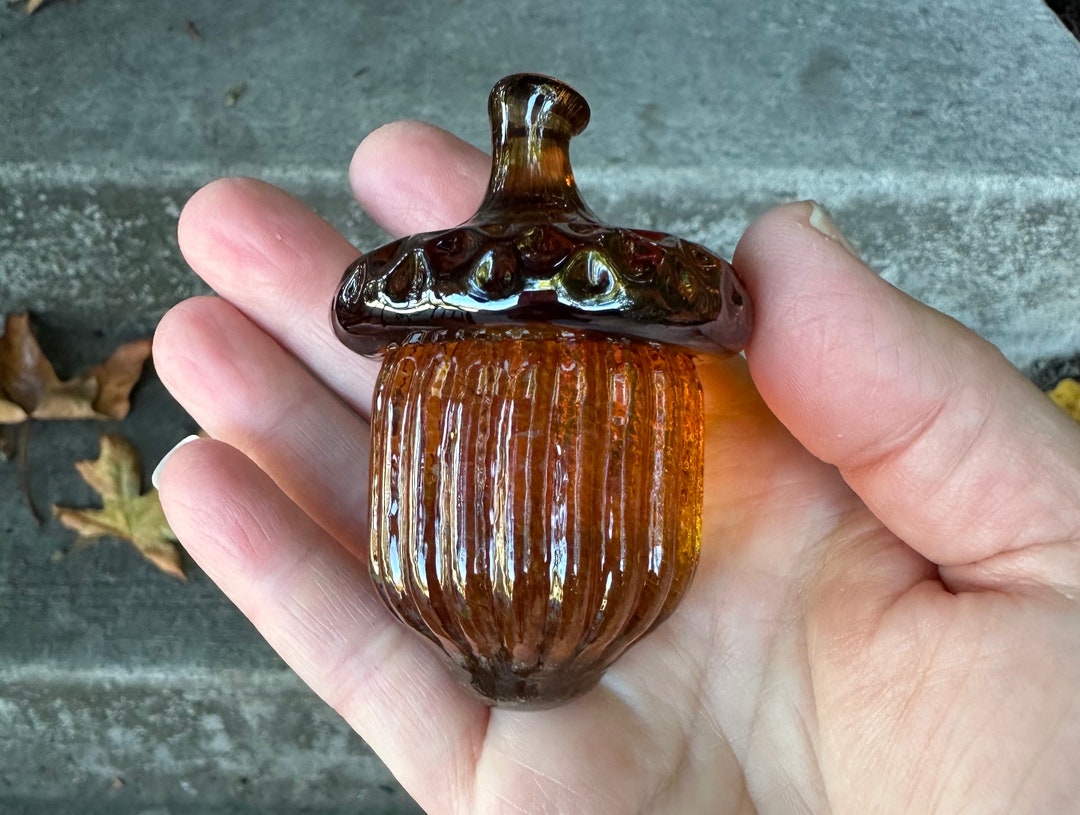 Amber Brown Glass Acorn Sculpture 3 Solid Glass Seed - Etsy