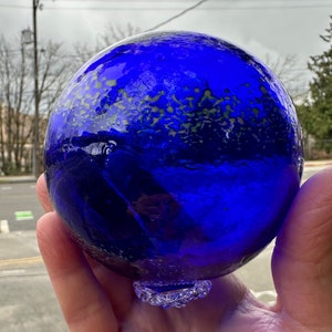 Cobalt Blue Glass Floats, Set of 3 milky Way Garden Balls, Coastal ...