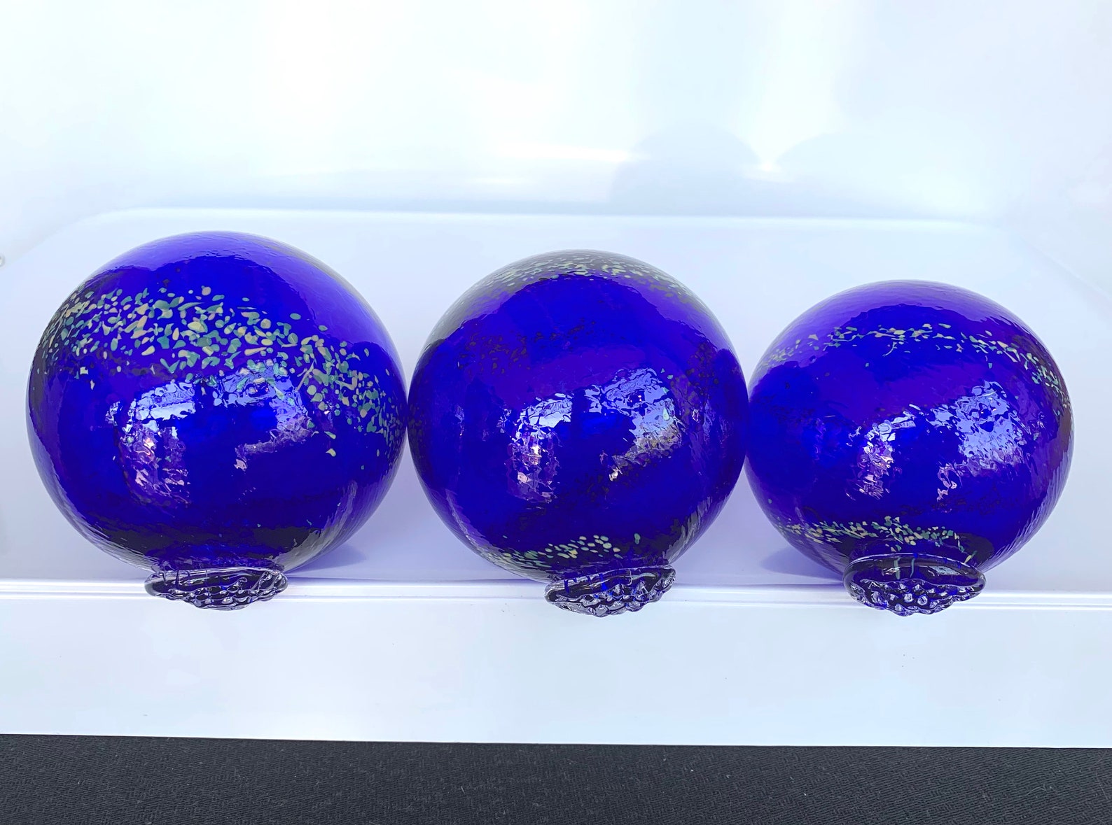 Cobalt Blue Glass Floats Set of 3 milky Way - Etsy
