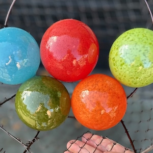 Mid-century Color Glass Balls, Set of 5 Decorative Spheres, 2.5" Hand ...