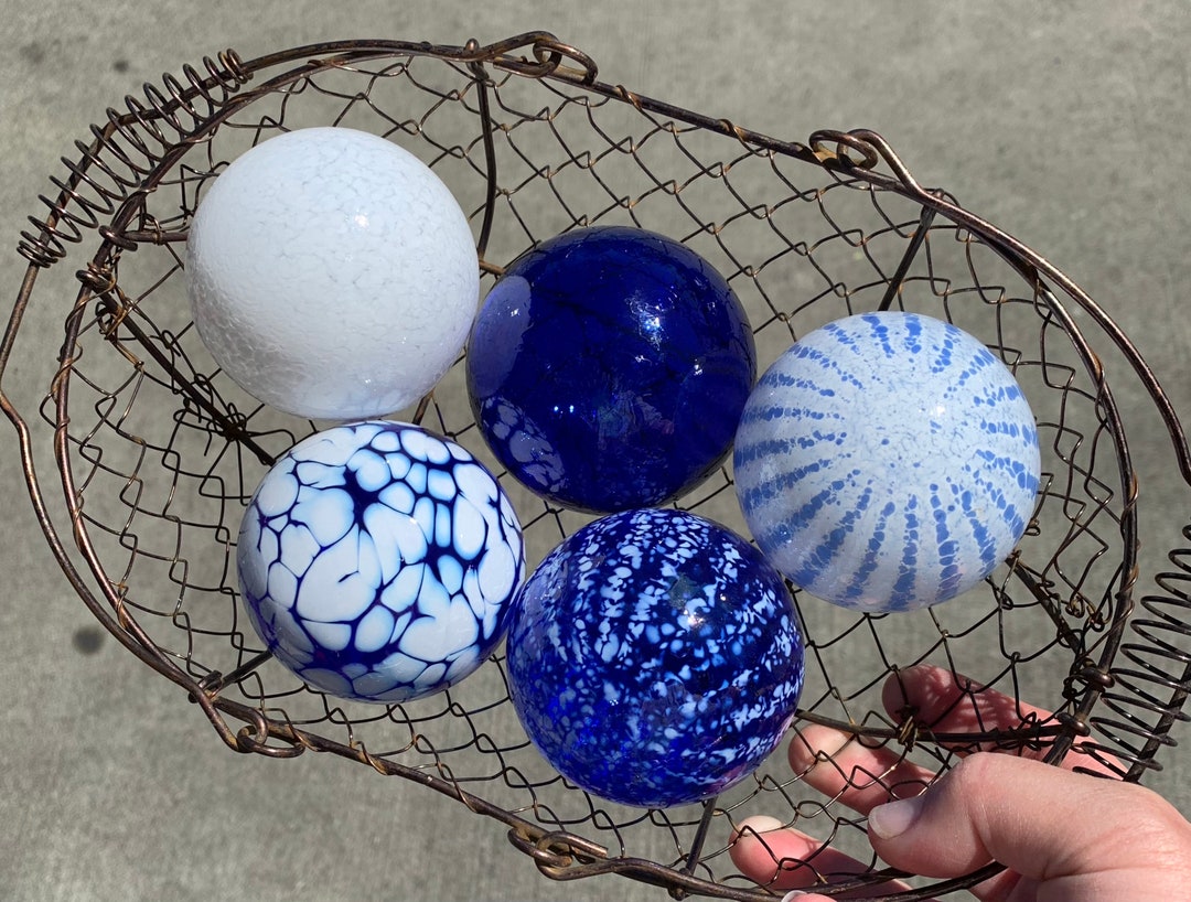 Cobalt Blue and White Floats Set of 5 Small Decorative Art - Etsy