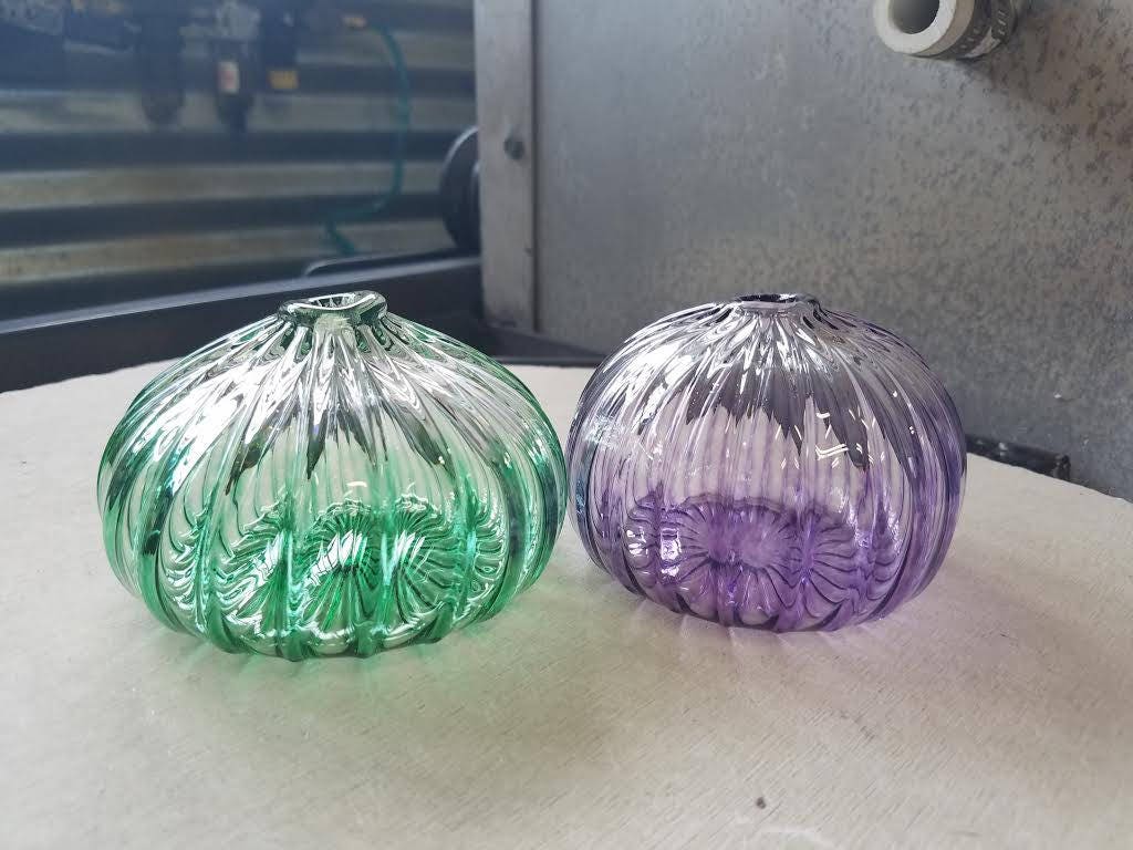 Blown Glass Sea Urchin Shell Vases Set Of Two 3 Etsy