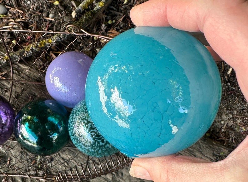 Turquoise & Purple Glass Floats: Set of 5 Hand Blown Decor Balls, 2.75 ...