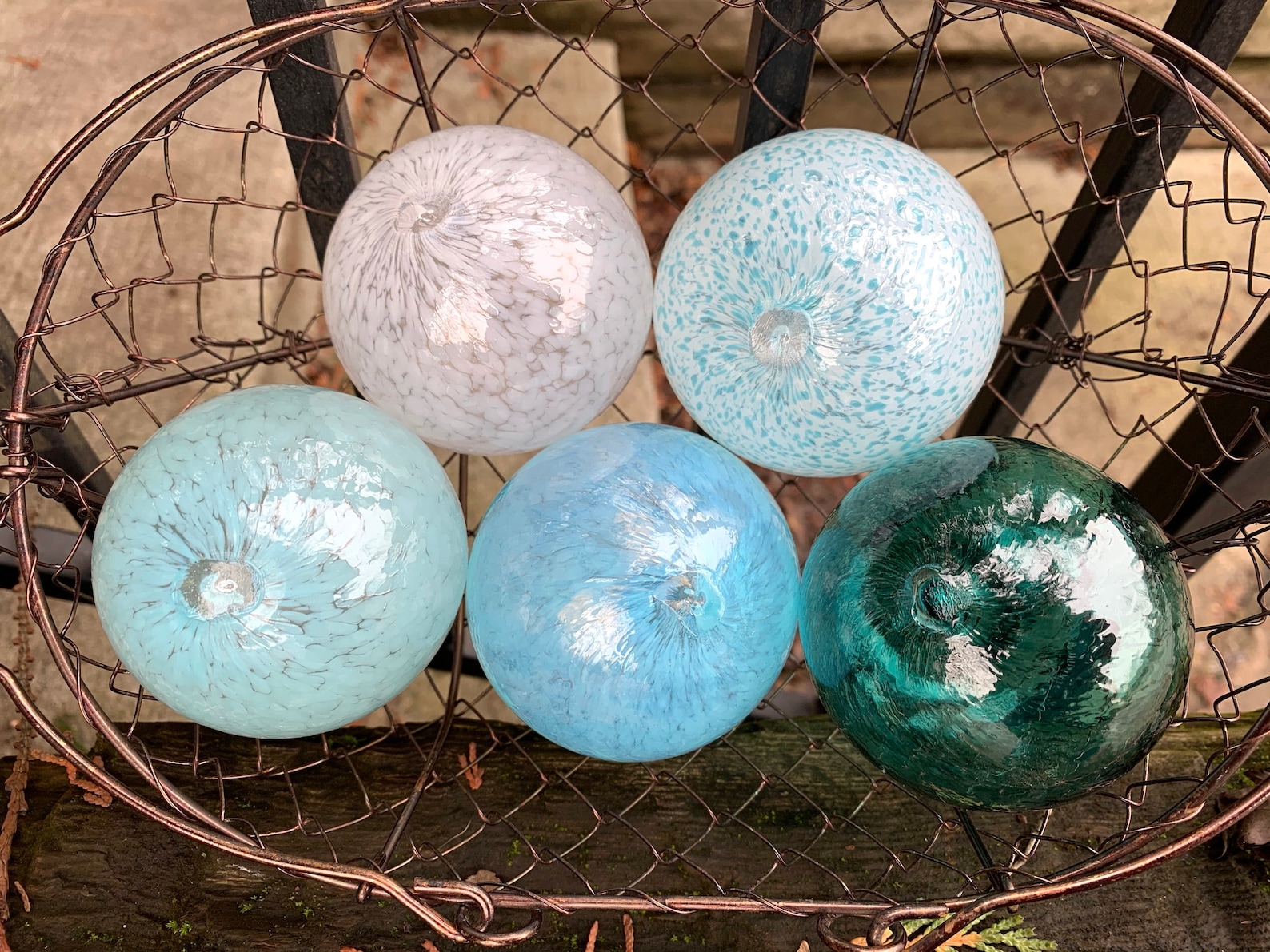 Airy Shades of Blue Blown Glass Floats Set of 5 Translucent | Etsy