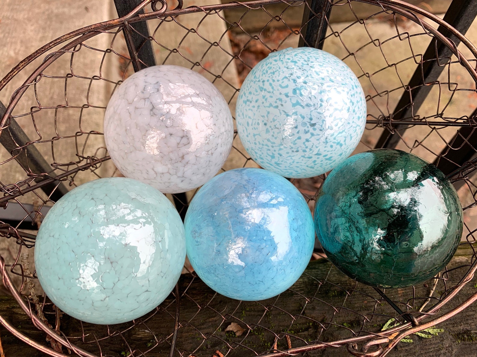 Airy Shades of Blue Blown Glass Floats Set of 5 Translucent | Etsy